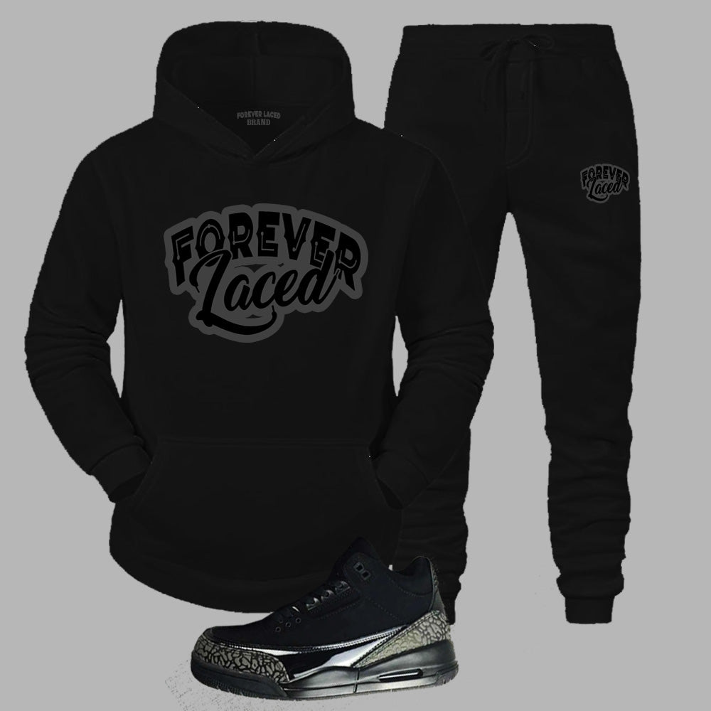 Forever Laced Hooded Sweatsuit to match Retro Jordan 3 Black Cat sneak ...