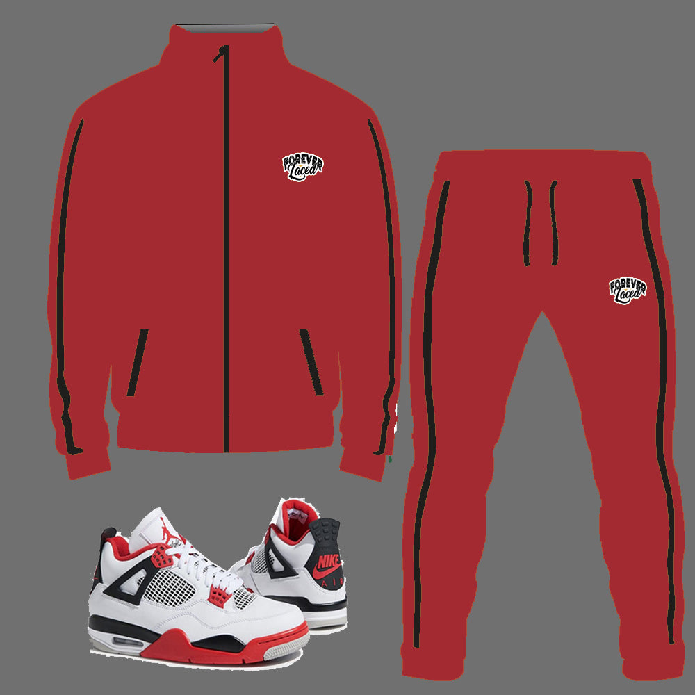 Forever Laced Tracksuit to match Retro Jordan 4 Fire Red – SneakerGeeks ...