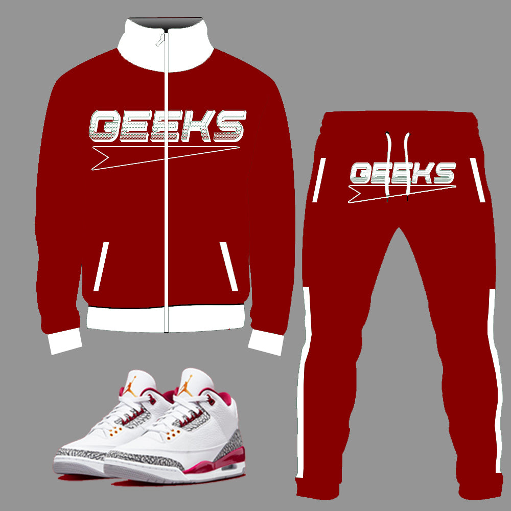 GEEKS Tracksuit to match Retro Jordan 3 Cardinal Red – SneakerGeeks ...